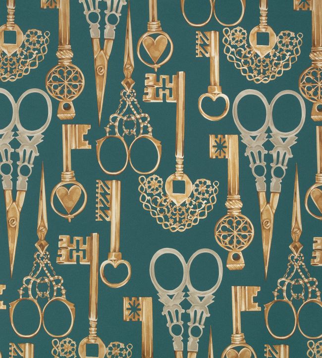 Roxanne Wallpaper in Peacock by Temperley London for Romo | Jane Clayton