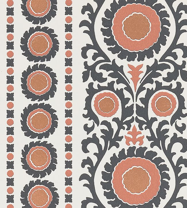 Samrina Wallpaper in Charcoal/Copper by Osborne & Little | Jane Clayton