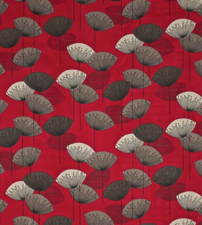 Dandelion Clocks Fabric by Sanderson in Red | Jane Clayton