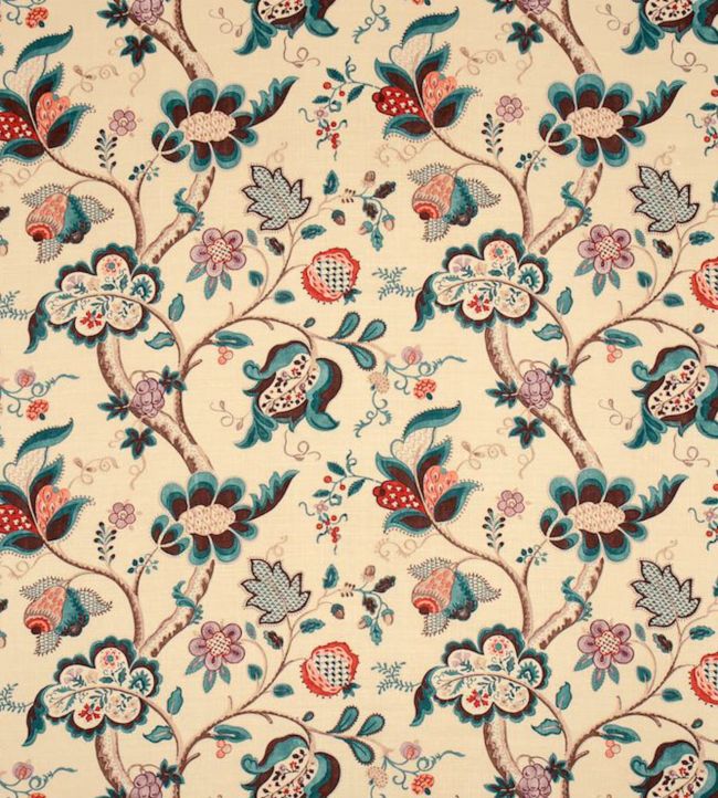 Roslyn Fabric by Sanderson in Teal/Cherry | Jane Clayton