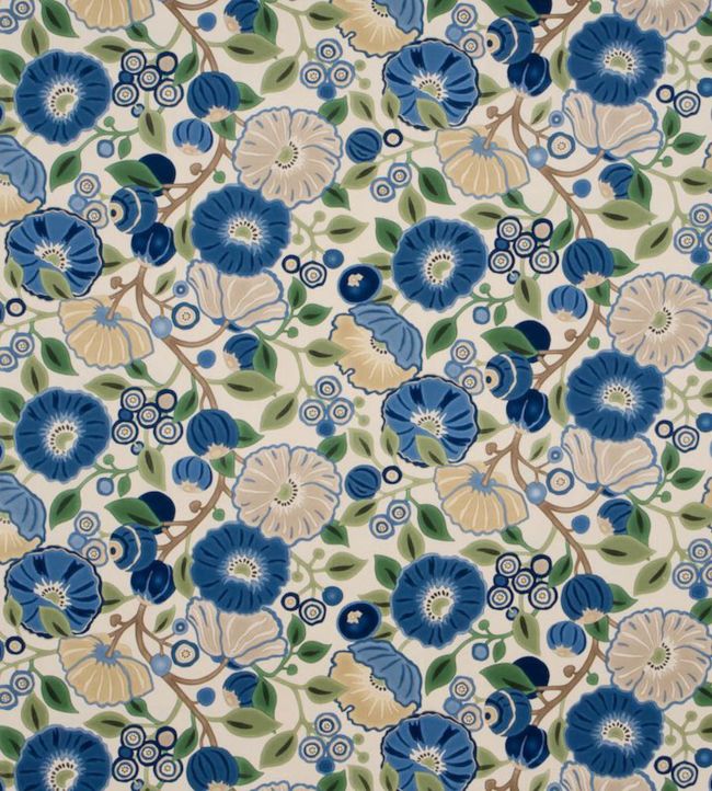Tree Poppy Fabric by Sanderson in Indigo/Emerald | Jane Clayton