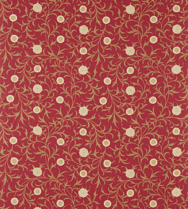 Scroll Fabric in Raspberry/Olive by Morris & Co | Jane Clayton