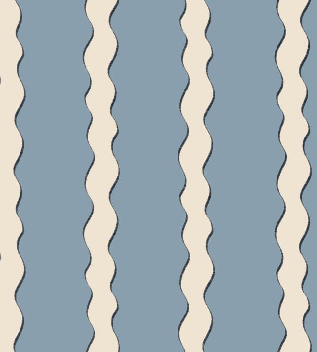 Scroll Stripe Fabric in Sky by Parker & Jules | Jane Clayton