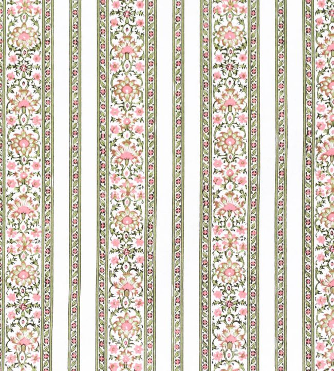 Shawl Stripe Fabric in Green & Rose by Titley and Marr | Jane Clayton