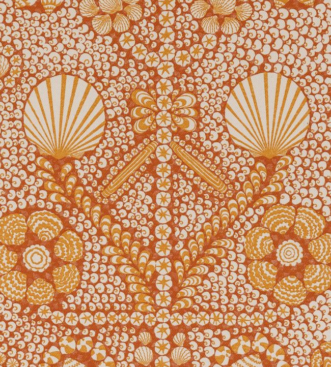 Shell Grotto Outdoor Fabric in Orange by Fermoie | Jane Clayton