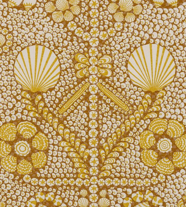 Shell Grotto Outdoor Fabric in Yellow by Fermoie | Jane Clayton