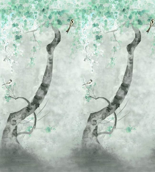Shinsha Scene 2 Wallpaper mural in Celadon by Designers Guild | Jane ...
