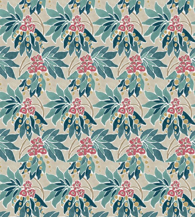 Sonia Fabric in Teal/Ruby by Nina Campbell | Jane Clayton