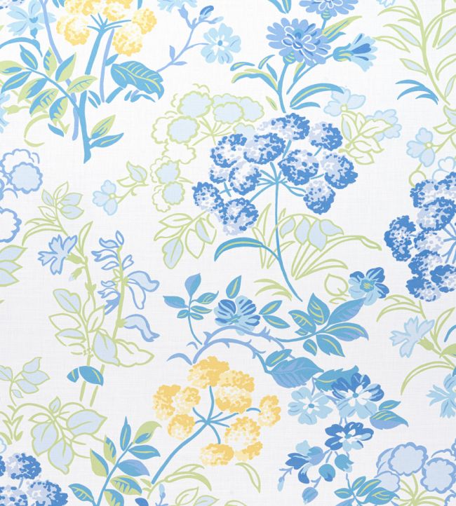 Spring Garden Fabric in Blue And White by Thibaut | Jane Clayton