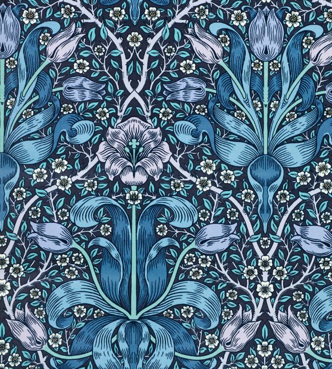 Spring Thicket Velvet Fabric in Midnight/Lilac by Morris & Co | Jane ...