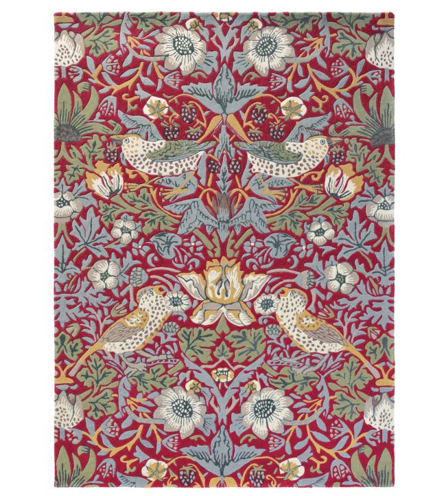 Strawberry Thief Rug by Morris & Co in Crimson | Jane Clayton