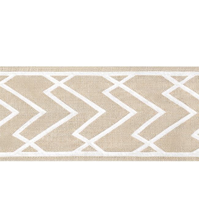 Summit Applique Tape Trimmings in White on Linen by Thibaut | Jane Clayton