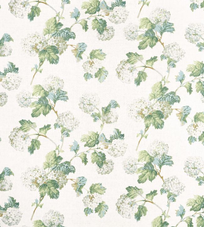 Sussex Hydrangea Fabric in White & Green by Anna French | Jane Clayton
