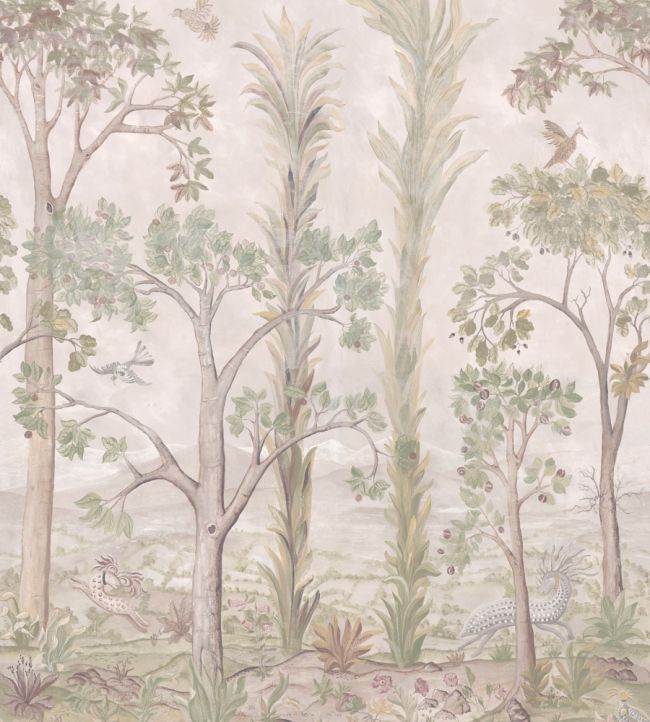 Tall Trees Wallpaper mural in Soft Green by GP & J Baker | Jane Clayton
