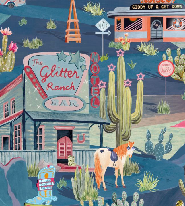 The Glitter Ranch Wallpaper in Dusk by Brand McKenzie | Jane Clayton