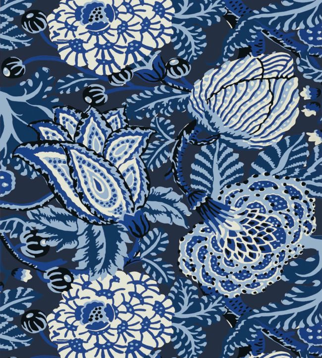 Mitford Wallpaper by Thibaut in Navy | Jane Clayton