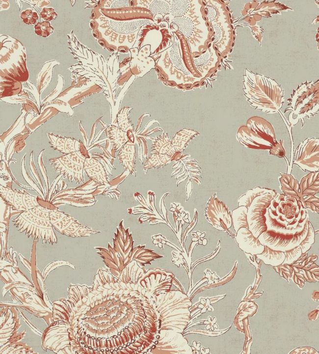 Rittenhouse Wallpaper by Thibaut in Red and Linen | Jane Clayton