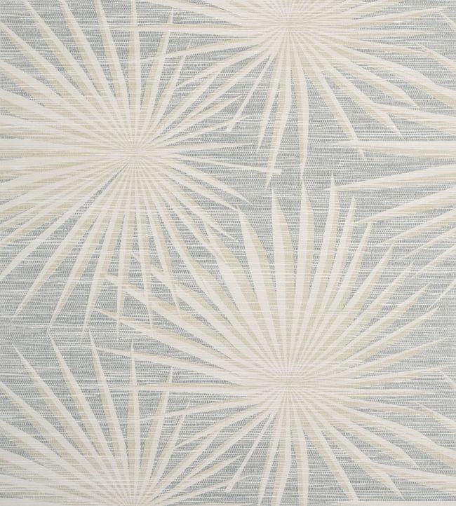 Palm Frond Wallpaper by Thibaut in Metallic Silver on Beige | Jane Clayton