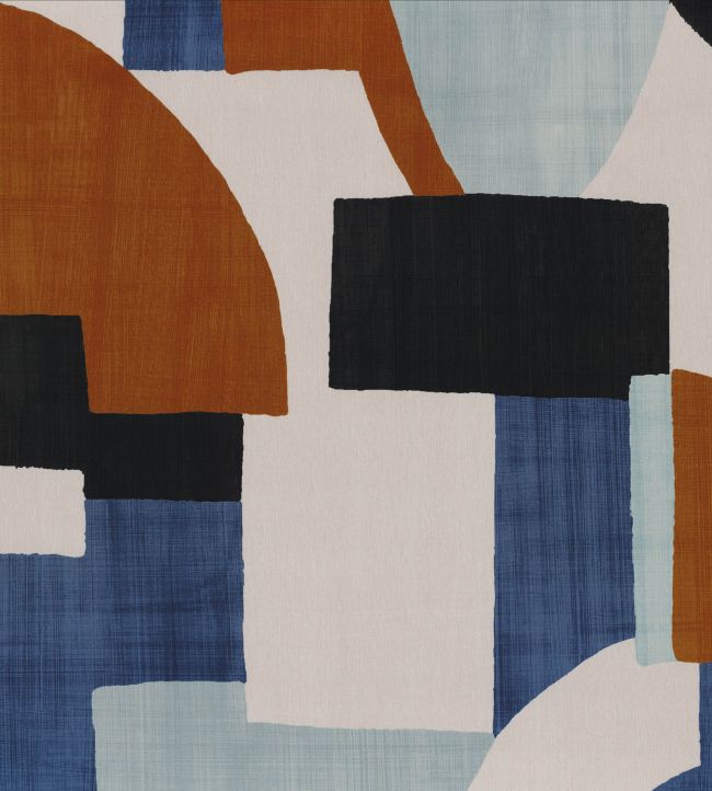 Trompe L'oeil Fabric in Marine/Fauve by Casamance | Jane Clayton