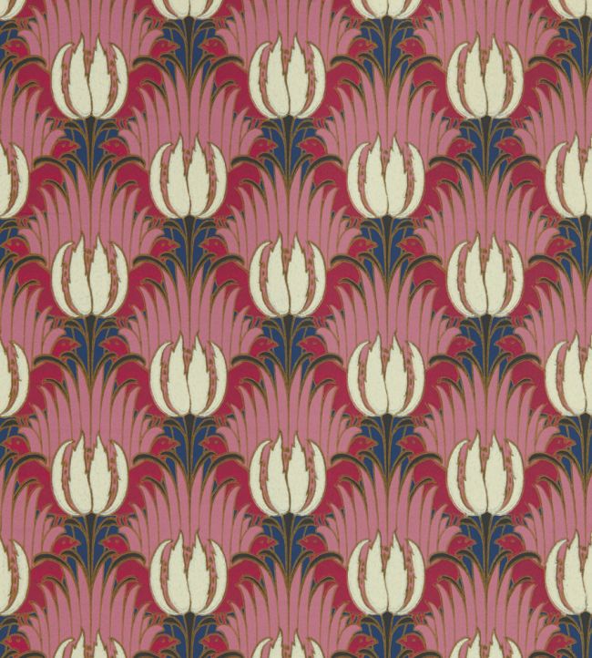 Tulip & Bird Wallpaper in Amaranth & Blush by Morris & Co | Jane Clayton