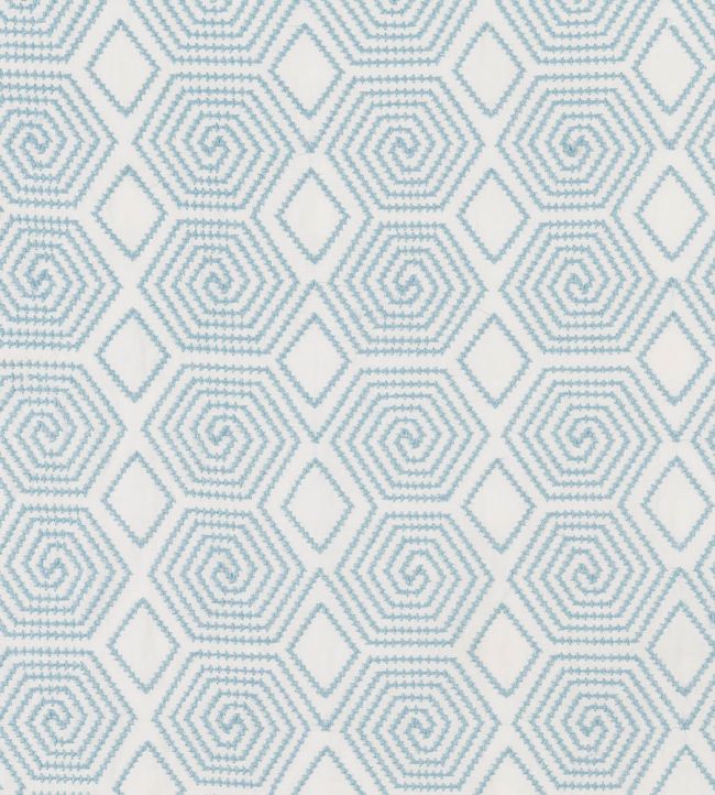 Turkish Maze Fabric in Aqua/Cream by Vanderhurd | Jane Clayton