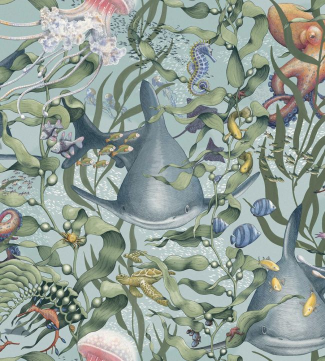 Underwater Magic Wallpaper in Blue by Borastapeter | Jane Clayton