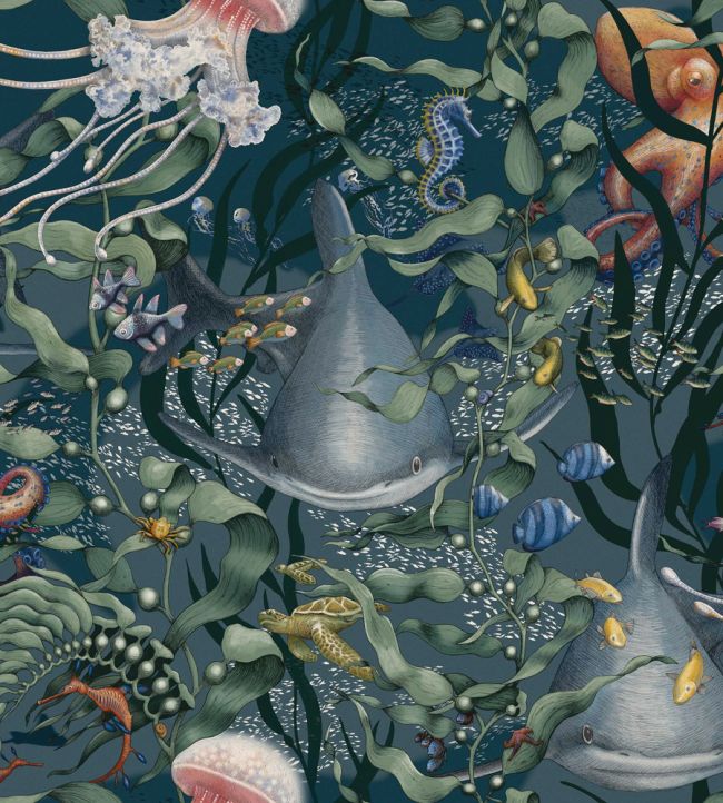 Underwater Magic Wallpaper in Deep Blue by Borastapeter | Jane Clayton