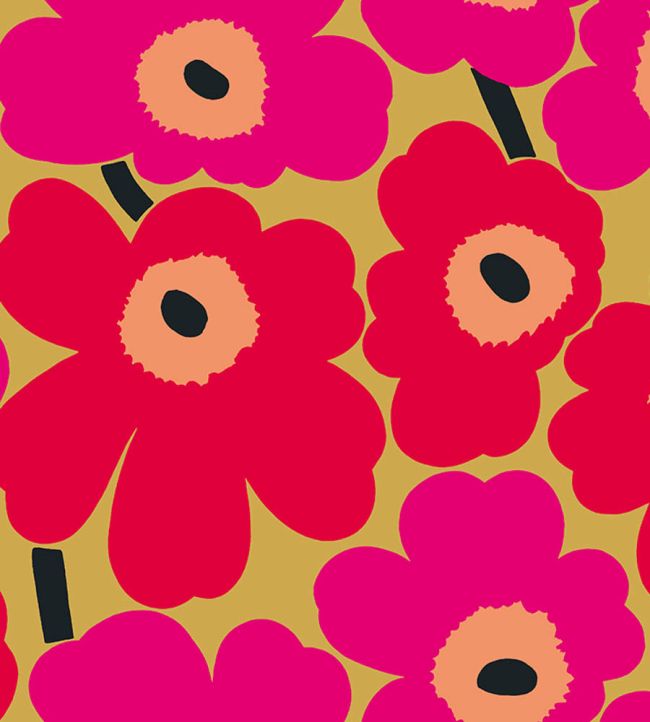 Unikko Metallic Wallpaper in Pink/Red by Marimekko | Jane Clayton