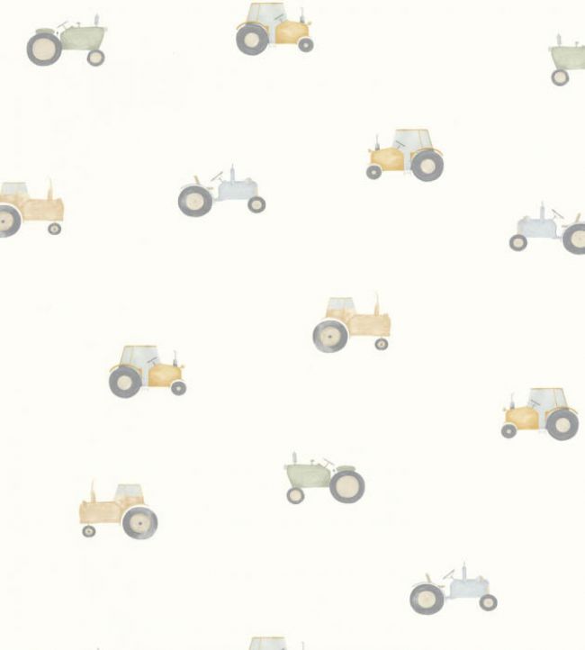 Vintage Tractor Wallpaper in Naturel by Casadeco | Jane Clayton