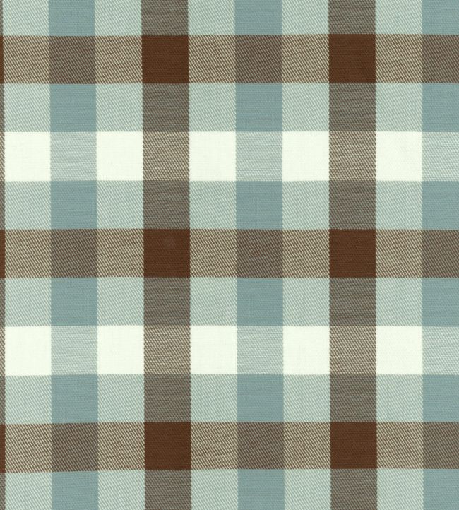 Watercolour Check Fabric in Brown/Mist by Ian Mankin | Jane Clayton