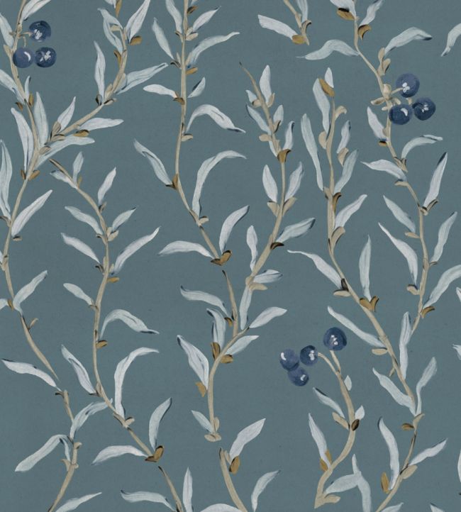 Wild Blackthorn Wallpaper in Sapphire by Coordonne | Jane Clayton