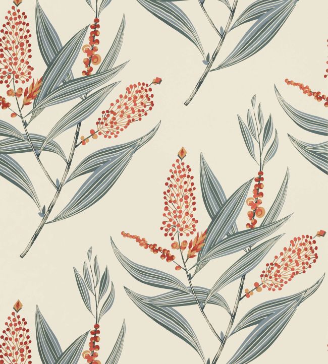 Winter Bud Wallpaper in Coral by Anna French | Jane Clayton