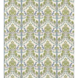 Birds & Cherries Fabric in Green/Blue by GP & J Baker | Jane Clayton