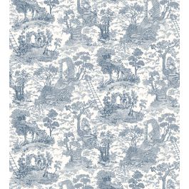 Islet Hoping Toile Wallpaper in Blue by Josephine Munsey | Jane Clayton