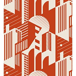 Bauhaus Wallpaper by Mini Moderns in Harvest Orange | Jane Clayton