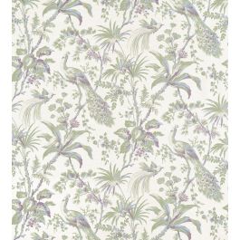 Peacock Toile Fabric in Green & Plum by Anna French | Jane Clayton