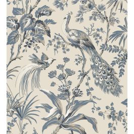 Peacock Toile Wallpaper in Slate & Black by Anna French | Jane Clayton