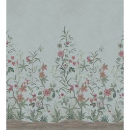 Peacock Toile Scene 2 Wallpaper mural in Sky Blue By John Derian for ...