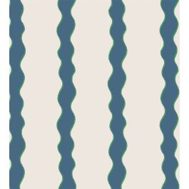 Scroll Stripe Fabric in Day Blue by Parker & Jules | Jane Clayton
