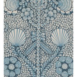 Shell Grotto Outdoor Fabric in Blue by Fermoie | Jane Clayton