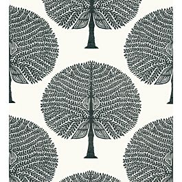 Mulberry Tree Wallpaper by Thibaut in Black and White | Jane Clayton