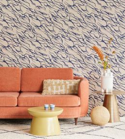 Abstract Lines Wallpaper in Indigo by Eijffinger | Jane Clayton