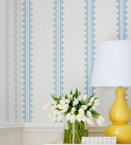 Agave Stripe Wallpaper in French Blue by Thibaut | Jane Clayton