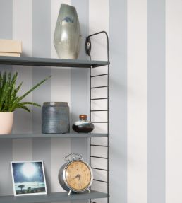 Baltic Rayure Wallpaper in Bleu/Blanc by Casadeco | Jane Clayton