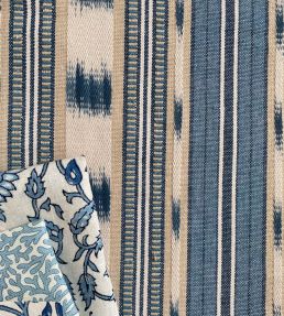 Basil Stripe Fabric in Green/Indigo by GP & J Baker | Jane Clayton