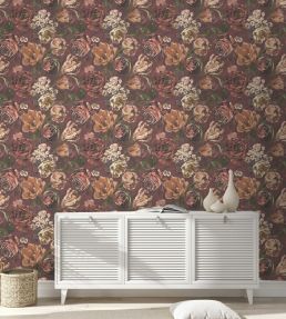 Bronte Wallpaper in Crimson by Arley House | Jane Clayton