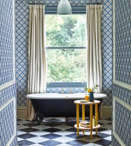 Calico Shell Wallpaper in Colbalt by 1838 Wallcoverings | Jane Clayton