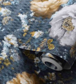 Camile Wallpaper in Midnight/Gold by Clarke & Clarke | Jane Clayton