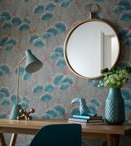 Clarice Wallpaper in Cantaloupe by 1838 Wallcoverings | Jane Clayton