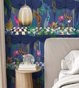 Creature Club Wallpaper in Blue Velvet by Brand McKenzie | Jane Clayton